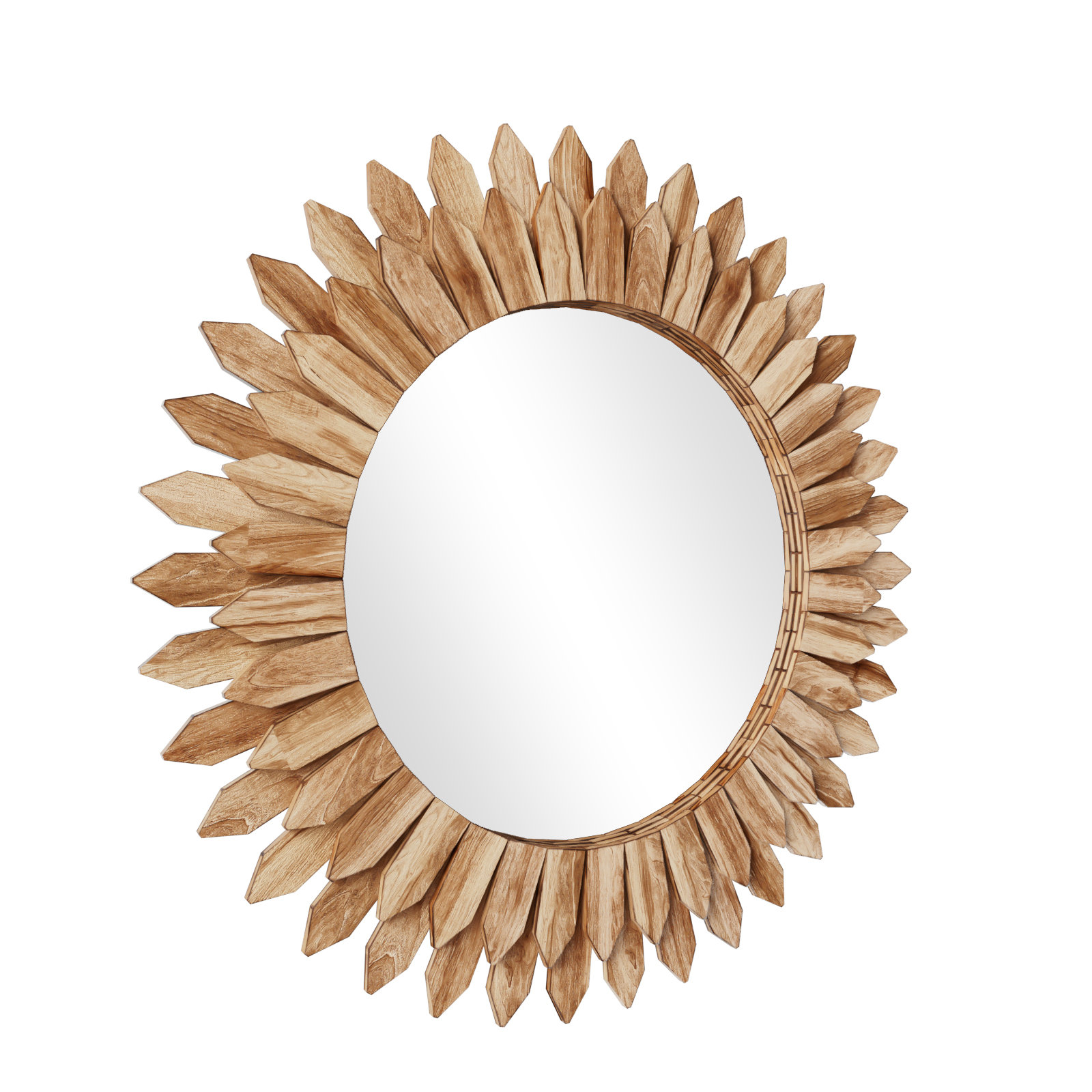 Bungalow Rose Decorative Rustic Wood Sunflower Wall Mirror Sunburst ...