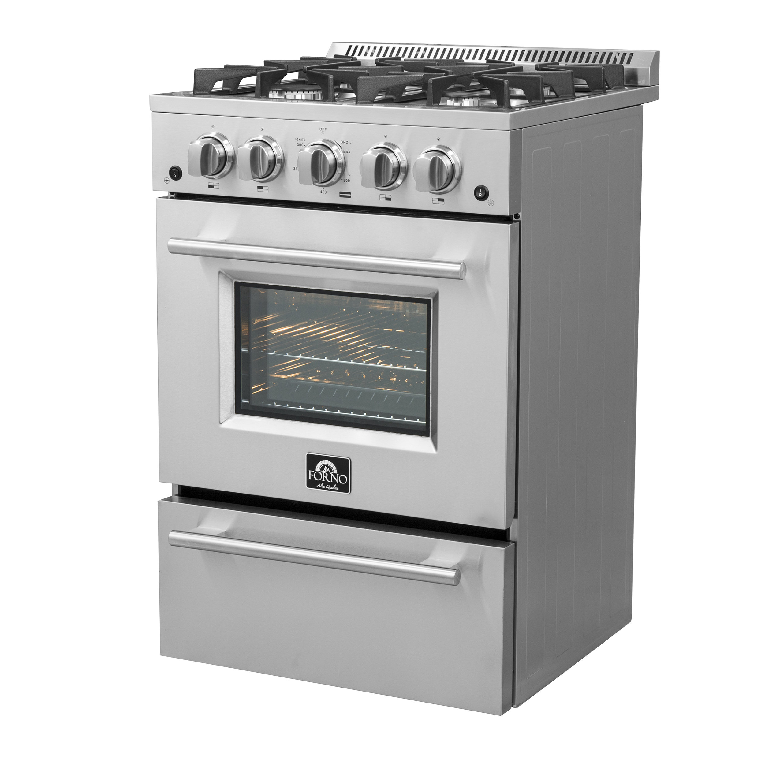 Forno Breno 24-inch Gas Range, 4 Sealed Burners 38,000 BTU, 2.3 cu.ft ...