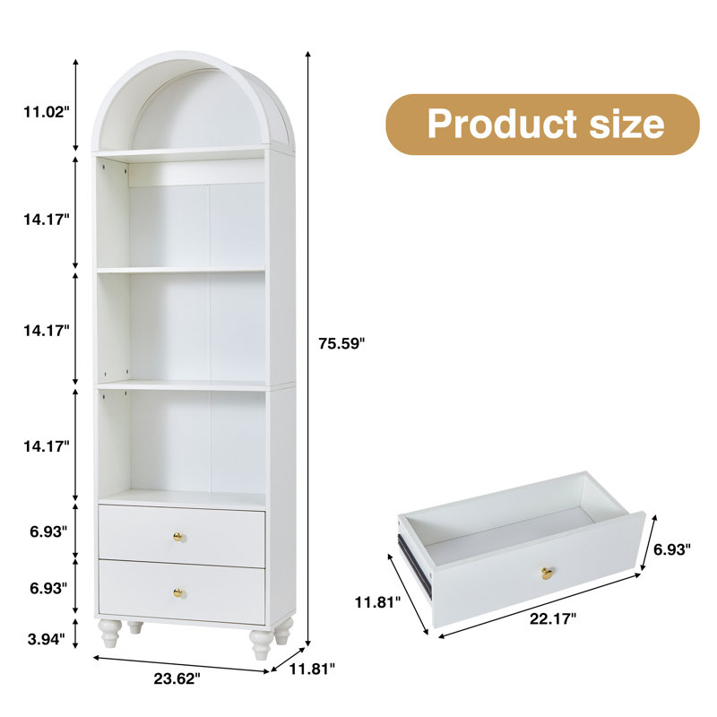 Alcott Hill® Arched Standard Storage Bookcase & Reviews | Wayfair