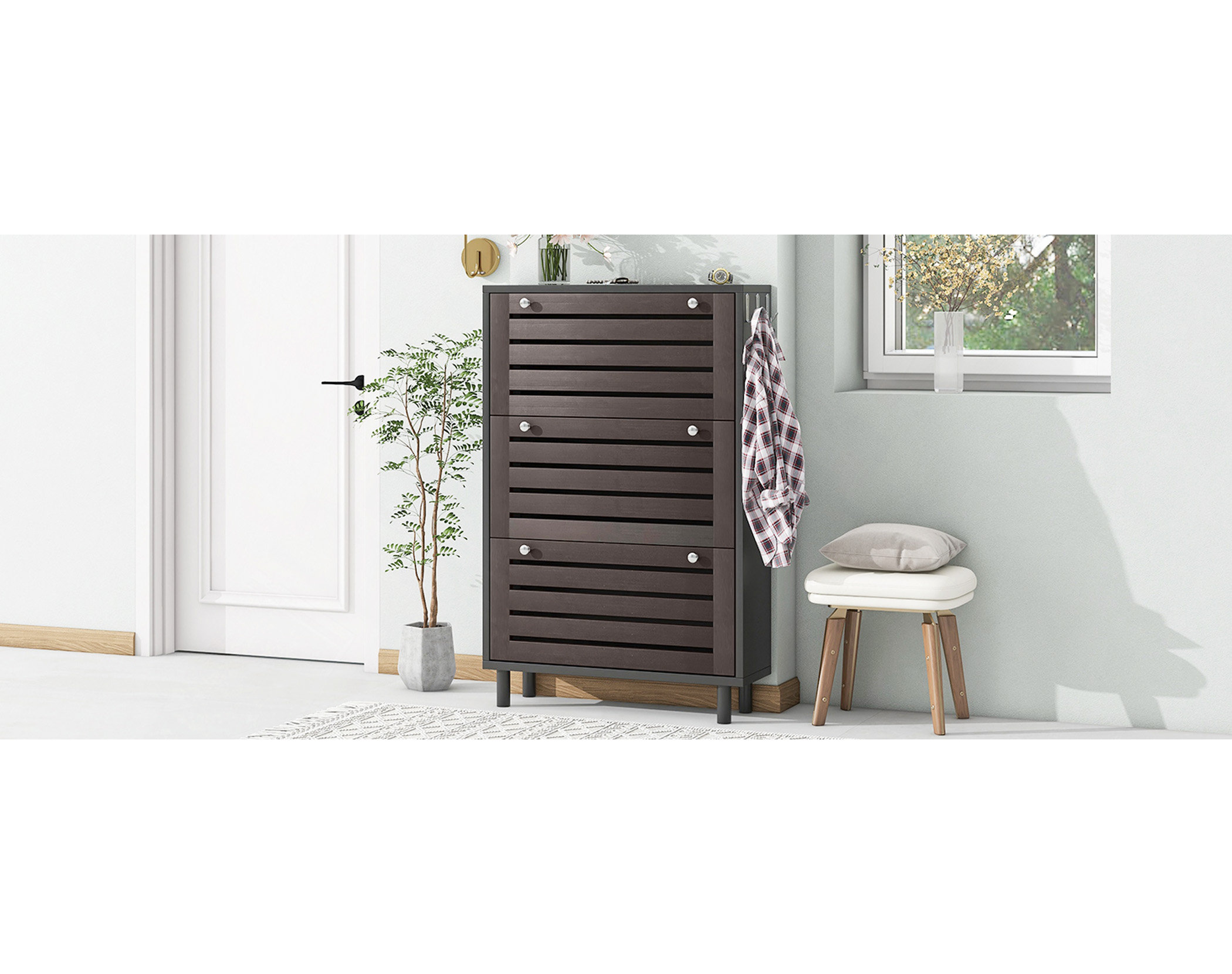 Latitude Run® Shoe Storage, Minimalist Slim Tipping Bucket Shoe Cabinet ...