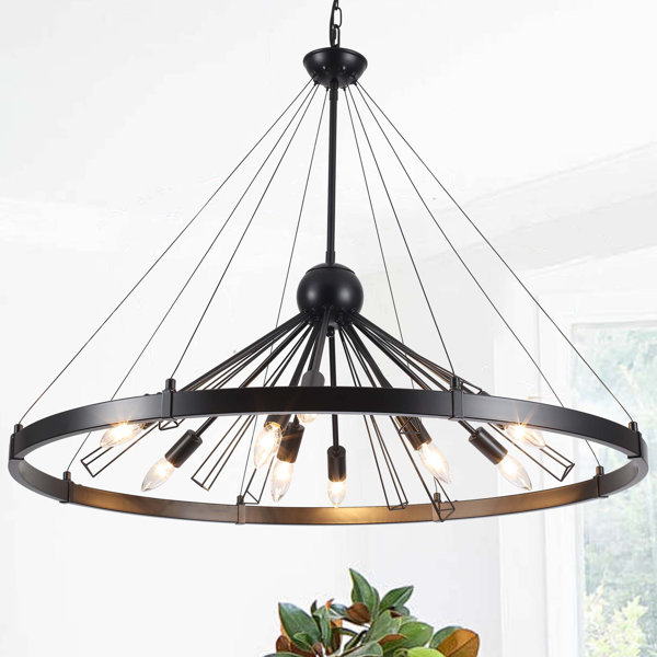 Ophelia & Co. 9- Light Dimmable Sputnik Wagon Wheel Chandelier with ...