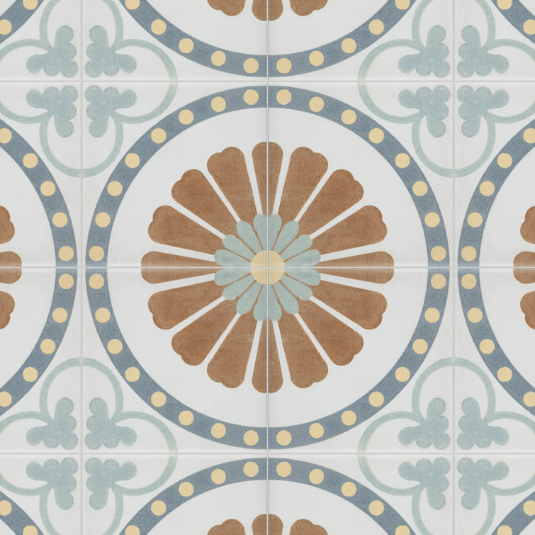 Merola Tile Revival Ring Mini 4" x 4" Ceramic Patterned Wall & Floor ...