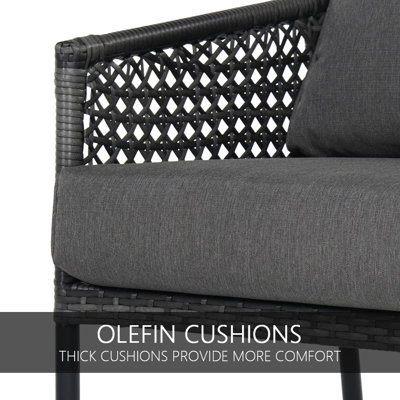 Corrigan Studio® Wicker Steel Frame Sectional Outdoor Conversation Set ...