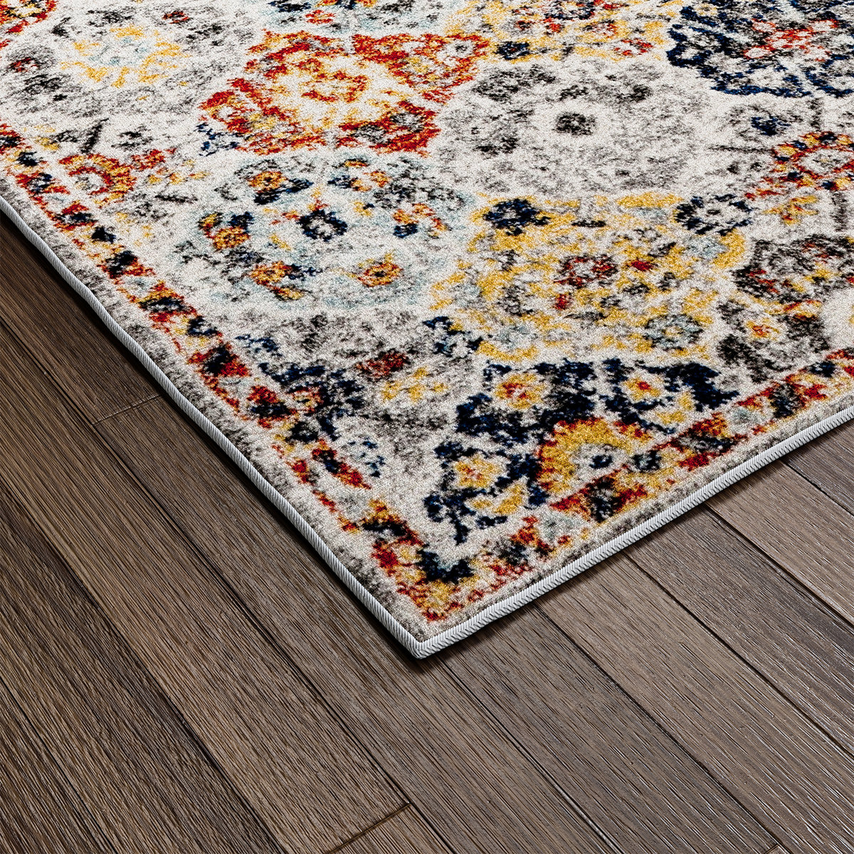 Bungalow Rose Drogo Oriental Orange/Navy/Gray Area Rug | Wayfair