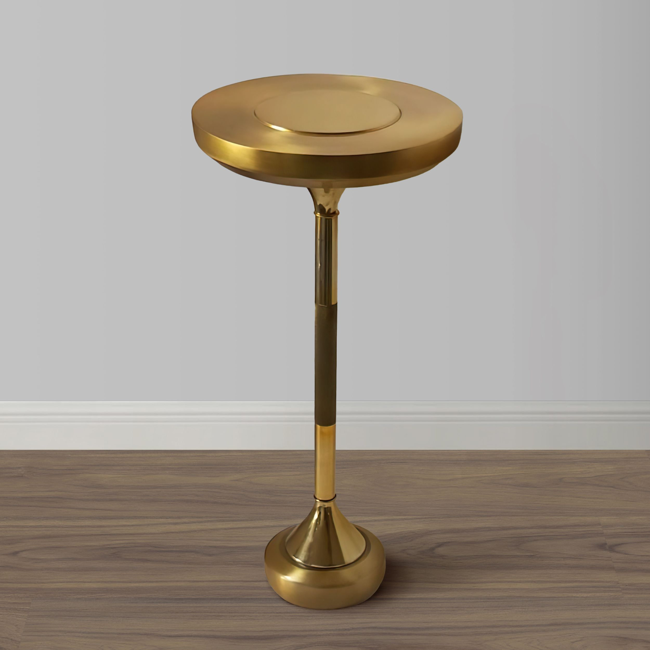 Mercer41 Farzi Cafe Solid Brass Small Drink Cocktail Table - Elegant ...