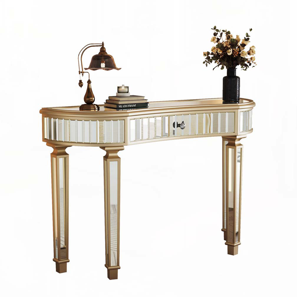 Mercer41 47" Half-Moon Mirrored Console Table with Fluted Glass | Wayfair