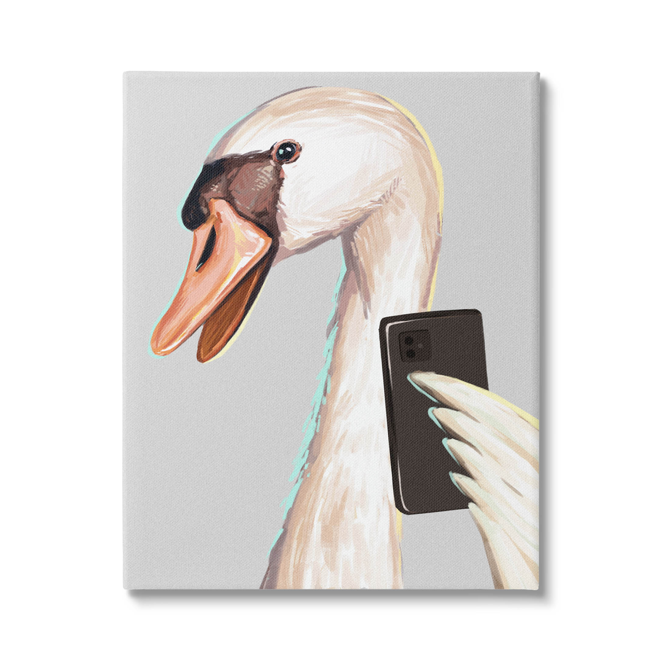 Stupell Industries Funny Swan Bird Smiling Selfie Canvas Wall Art By ...