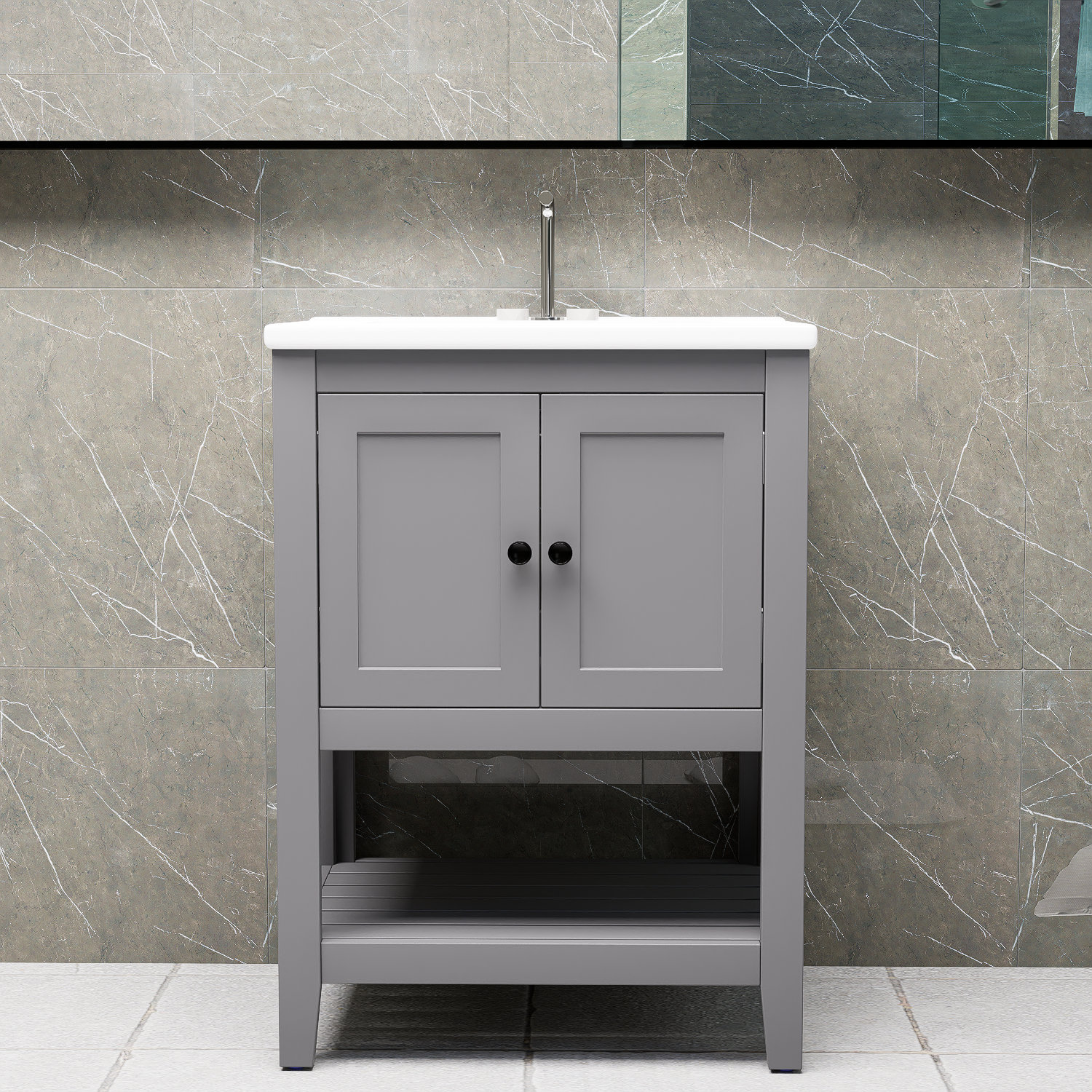 Winston Porter Grey 24 Inch Modern Stylish Bathroom Vanity Elegant ...