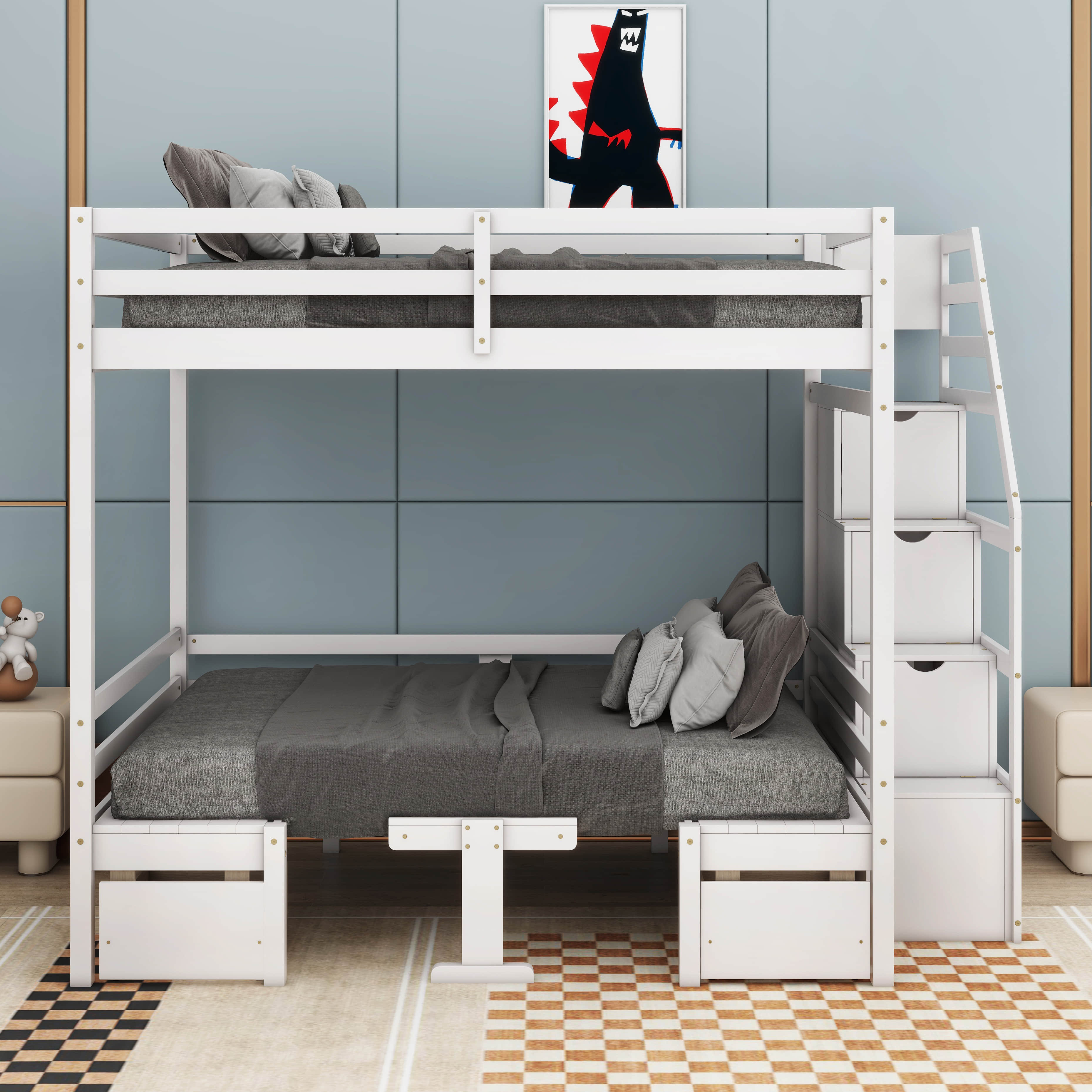 Harriet Bee Jaishan Full over Full Size Bunk, the Down Bed can be ...