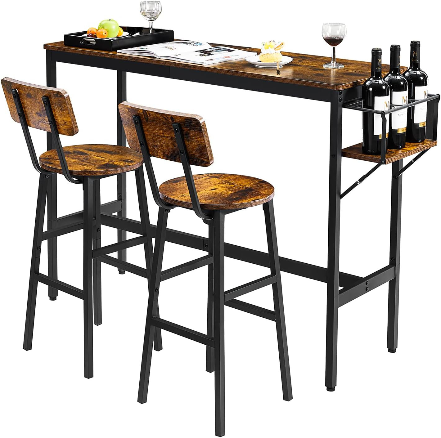 17 Stories Industrial Style 3 Pieces Pub Dining Table Set With ...