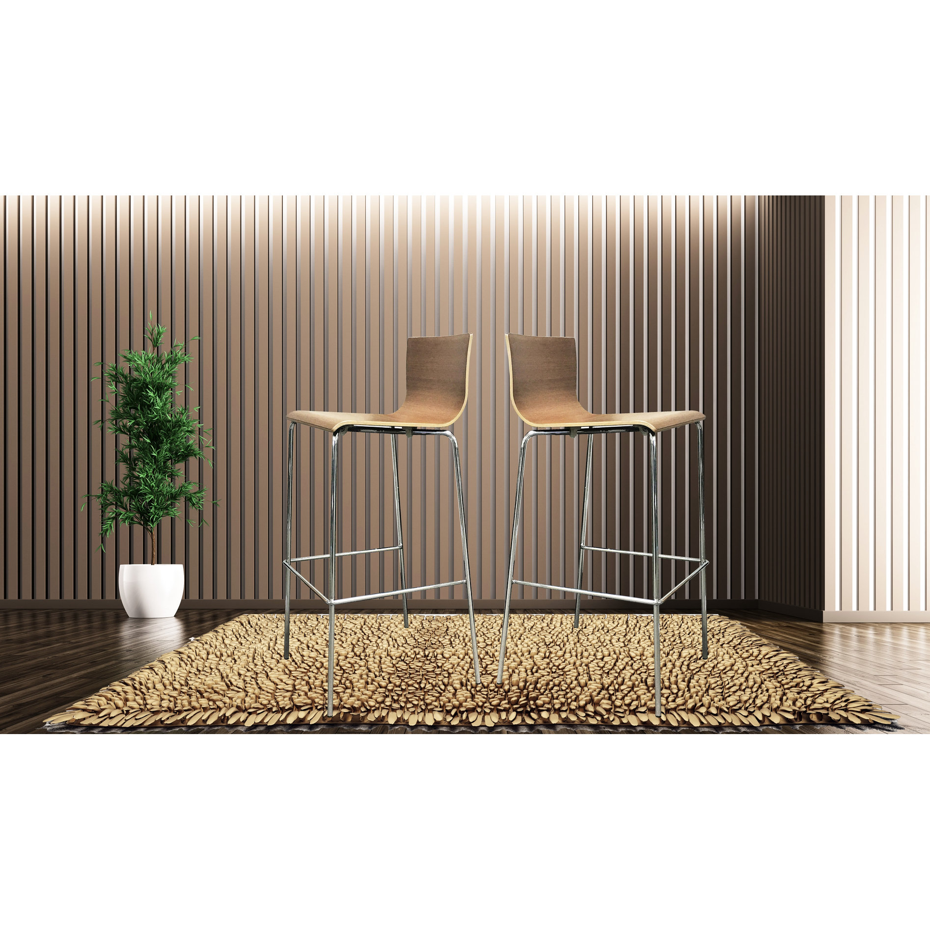 Latitude Run® Of 2 With Contemporary Bend Wood , Square Seat, Modern ...