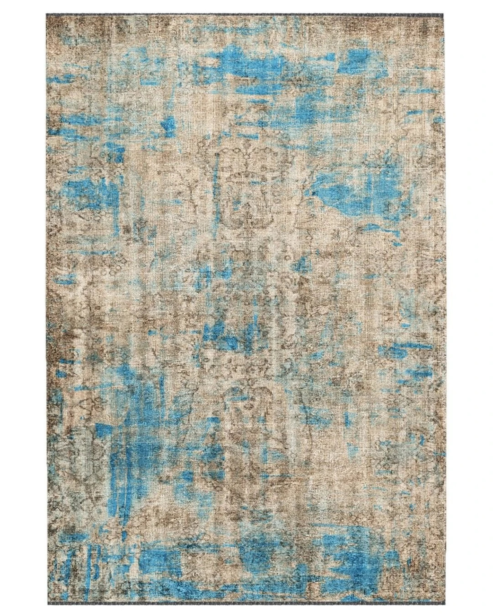 Dakota Fields Cece Abstract Blue Brown Machine Woven Cotton Polyester ...