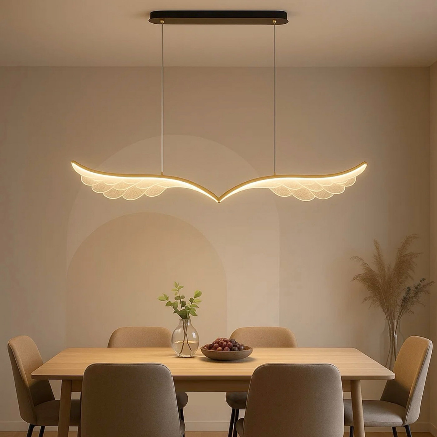Trinx 47" Modern Linear Angel Wing Chandelier With Led Light | Wayfair