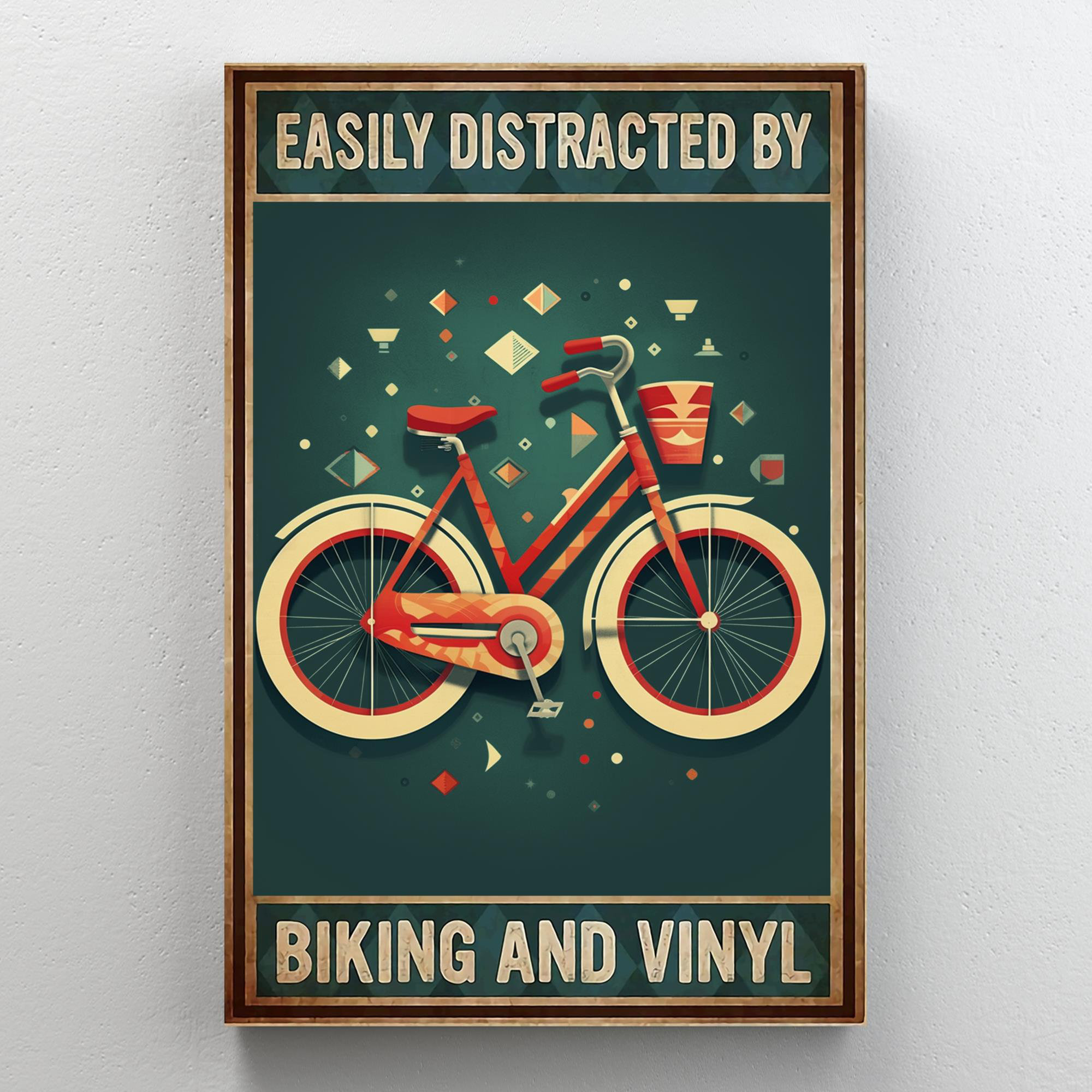 Trinx Easily Distracted by Biking and Vinyl - Wrapped Canvas Graphic ...