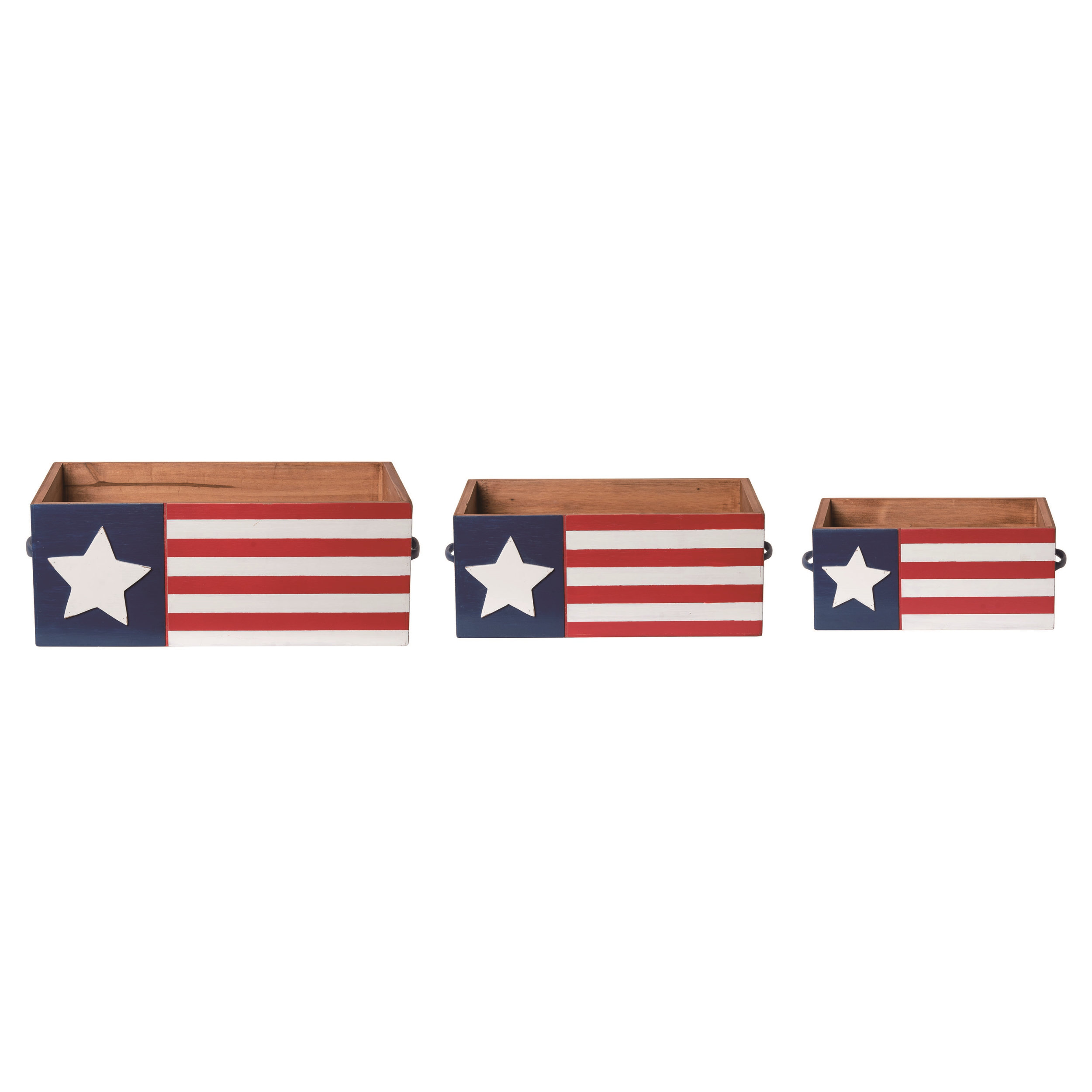 Latitude Run® Patriotic Flag 3-Piece Wood Planter Box Set | Wayfair