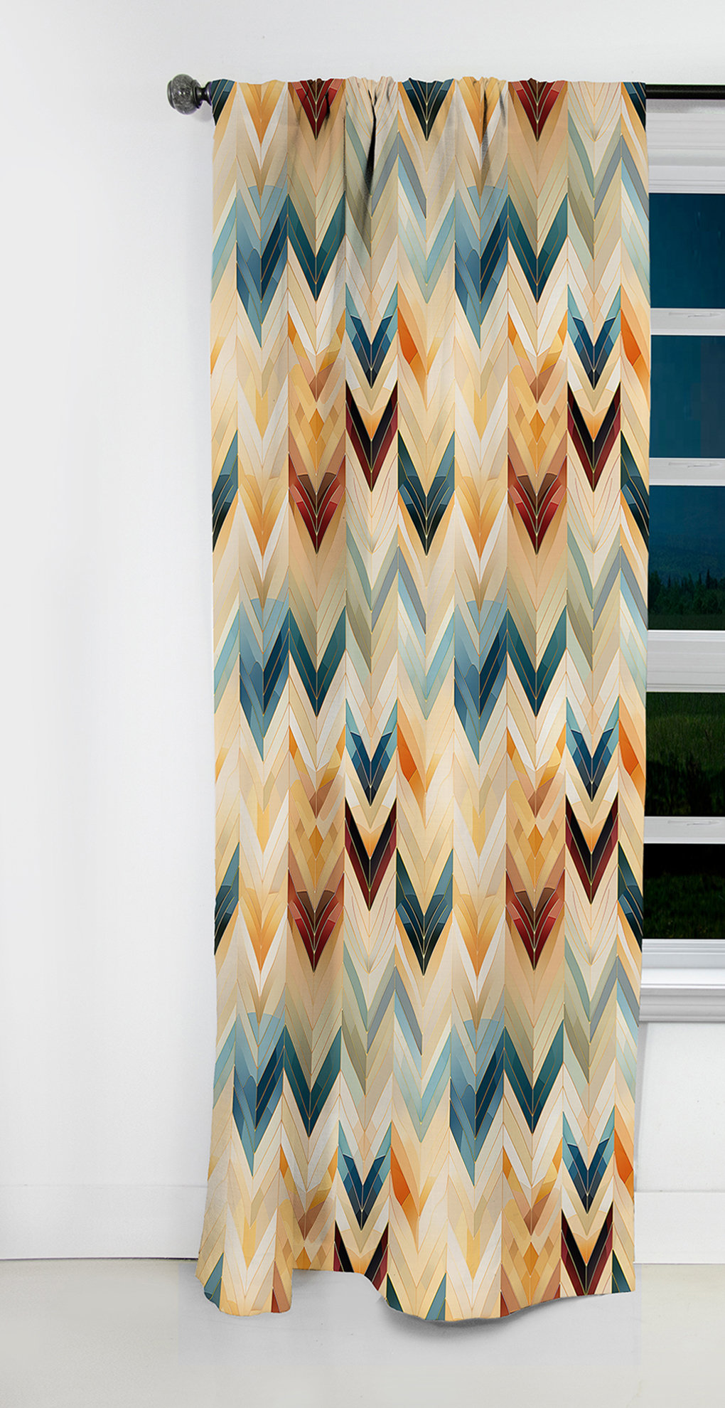 Design Art Beige Chevron Mosaic Fusion I - Chevron Curtain - Blackout ...