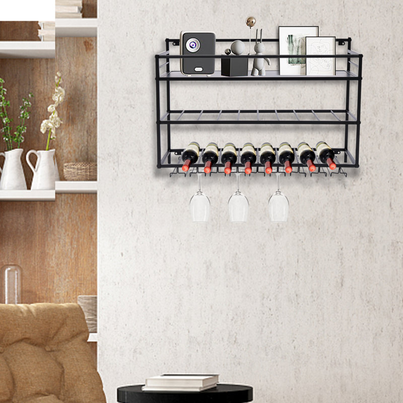 17 Stories 31 Inch Wall Mounted Wine Display Shelf | Wayfair
