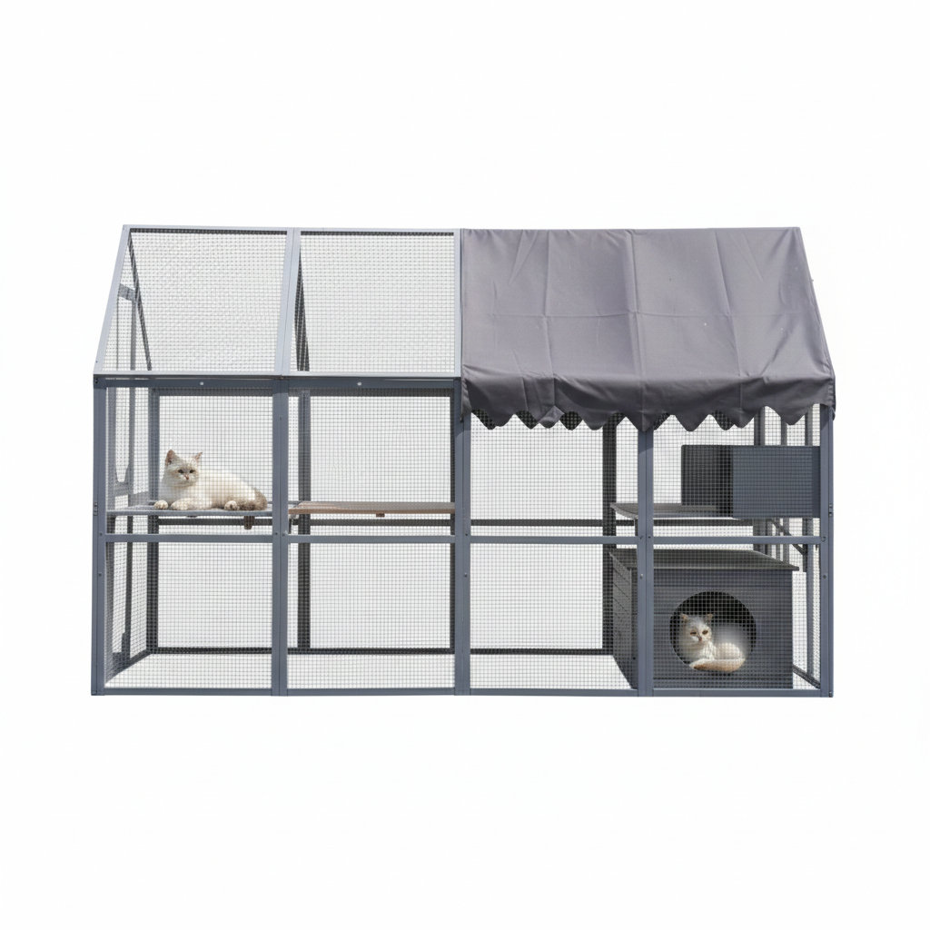 Tucker Murphy Pet™ Outdoor Cat House Cat Enclosures 110" Large Kitten ...