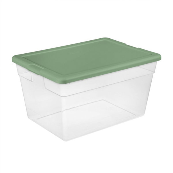 Sterilite 56 Quart Plastic Stackable Storage Container Tote, Crisp ...