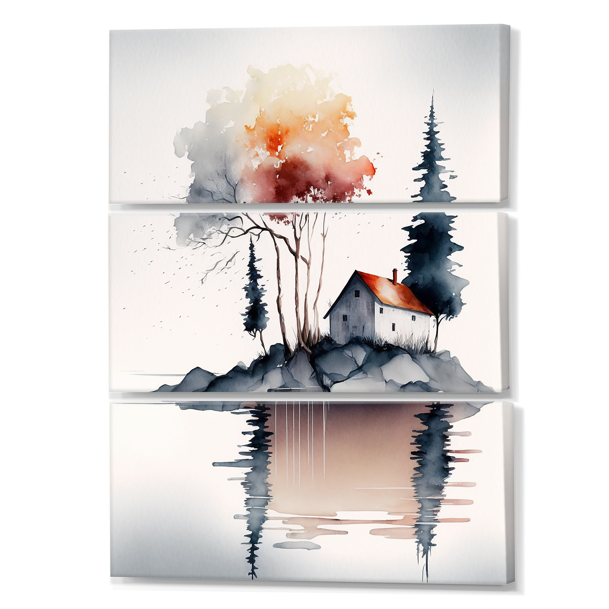 Red Barrel Studio® Red Watercolor Tree By A Little Countryhouse III 3 ...