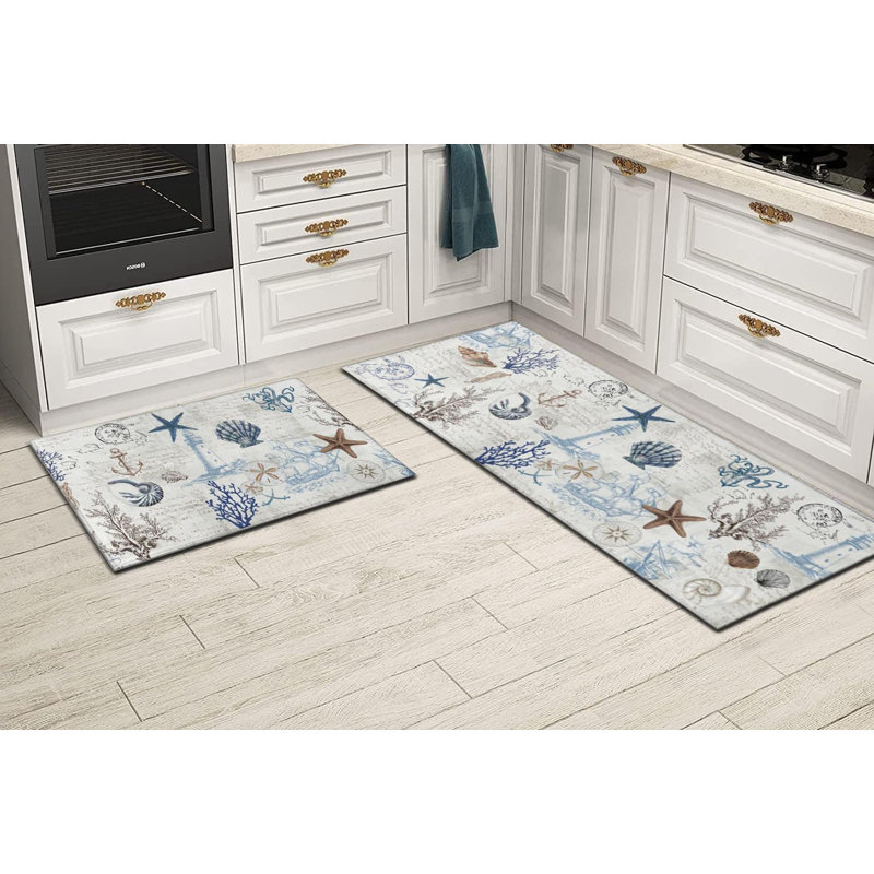 Beachcrest Home™ Ocean Themed Kitchen Decor Vintage Beach Kitchen Mat 2 ...