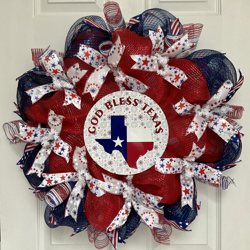 The Holiday Aisle® God Bless Texas Patriotic Wreath | Wayfair