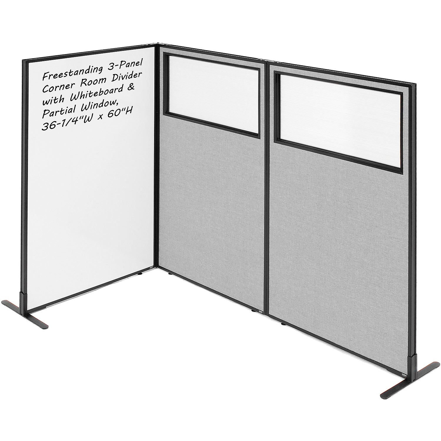 Global Industrial Interion 3-Panel Corner Gray Room Divider With ...