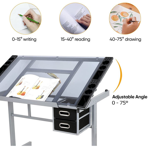 Latitude Run® Dalhaus Height Adjustable Drafting Table and Chair Set ...