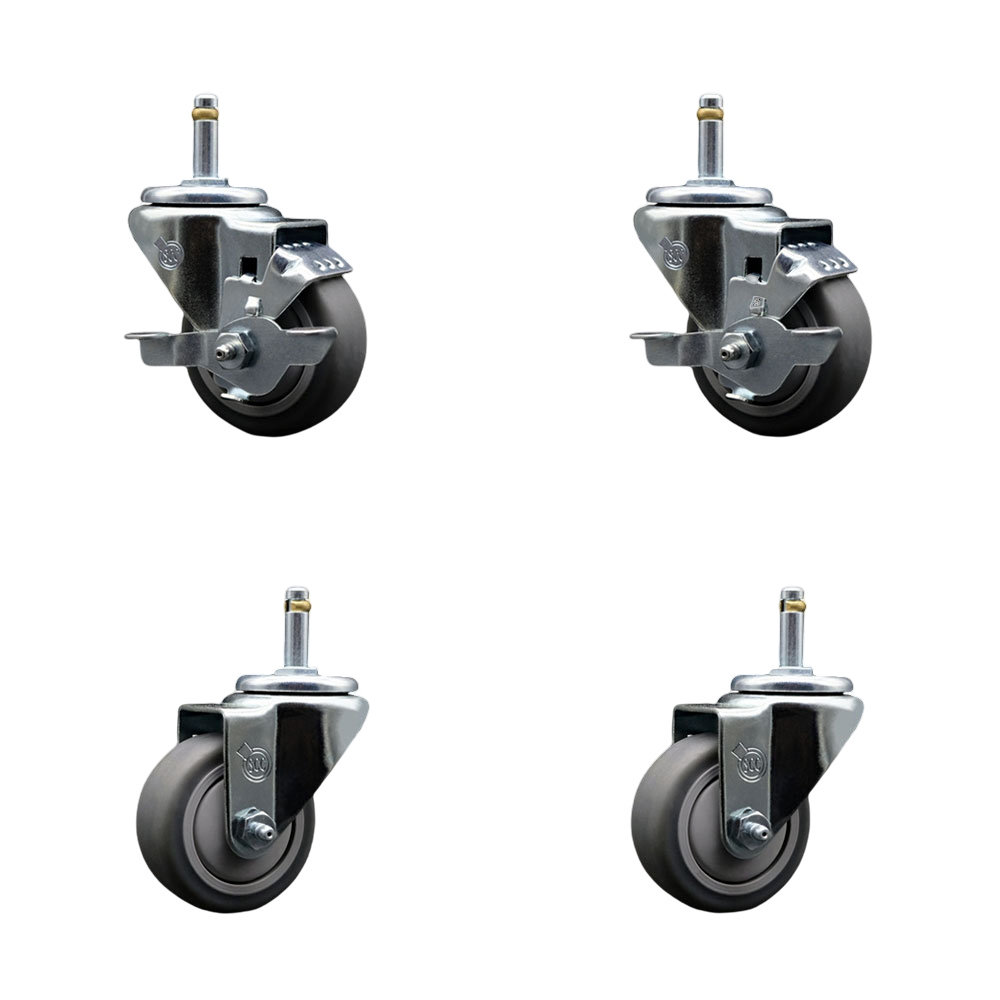 Service Caster Thermo Swivel Grip Ring Stem Caster Set 2 Brake | Wayfair