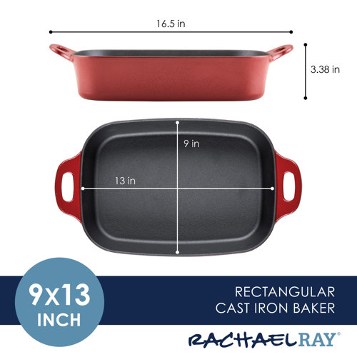 Rachael Ray NITRO Cast Iron Roaster / Roasting Pan, Induction-suitable ...