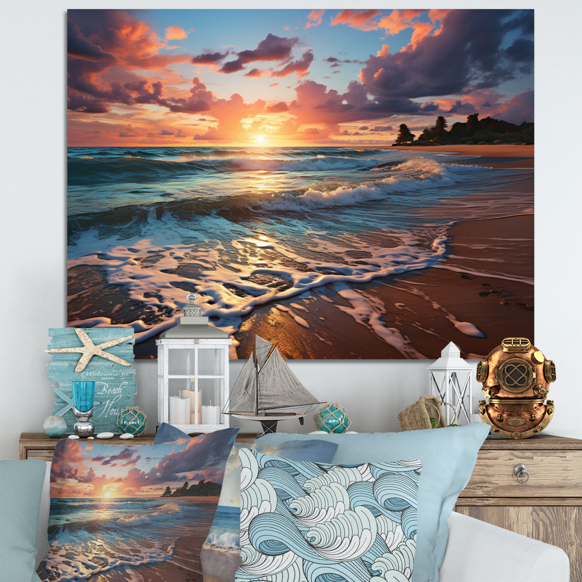 Dovecove Sunset Beachside Horizon I - Print on Canvas - Wayfair Canada