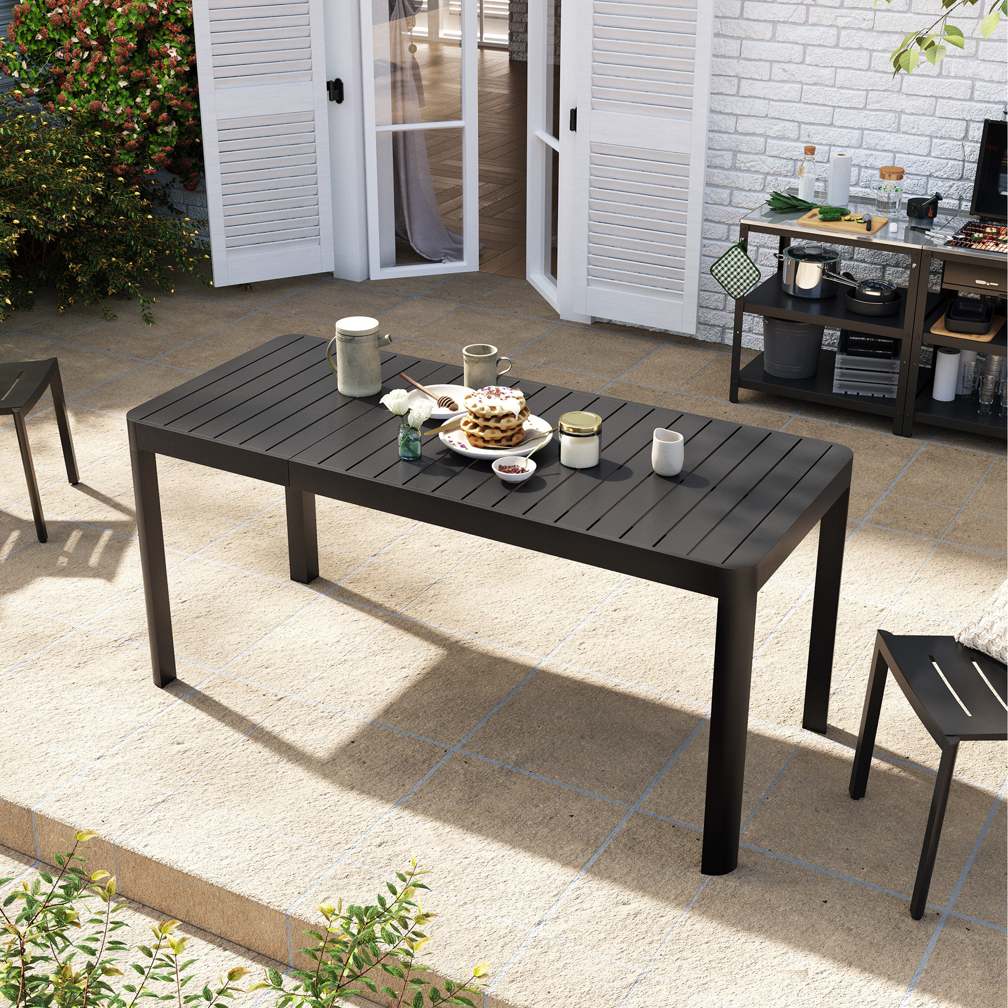 Latitude Run® Outdoor Extendable Aluminum Dining Table & Reviews | Wayfair