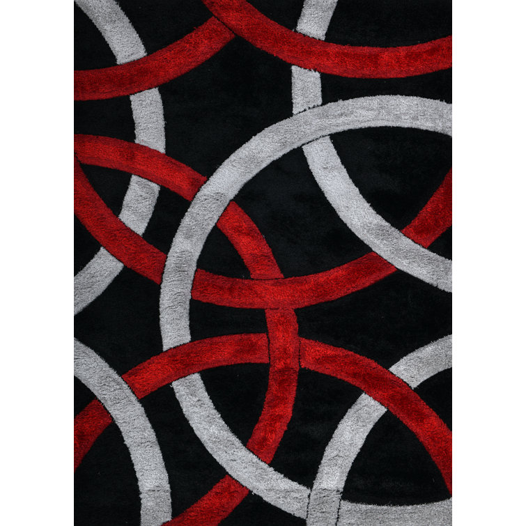 Ivy Bronx NYC Shag Performance Red Grey Area Rug - Wayfair Canada