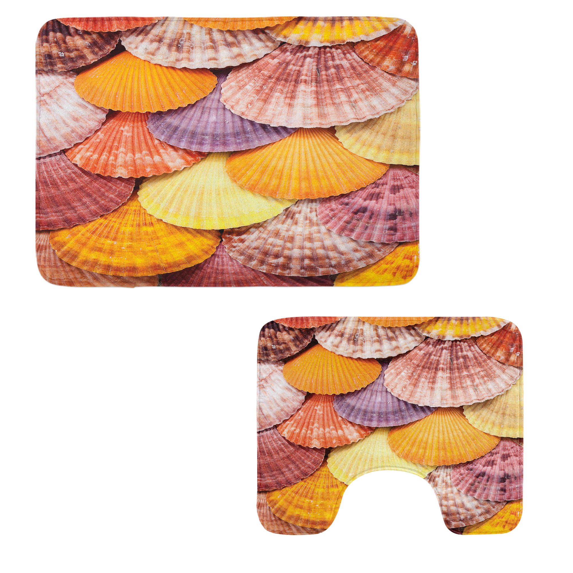 East Urban Home Seashells Bathroom Rug Set 2 Pieces Rectangle & Contour ...