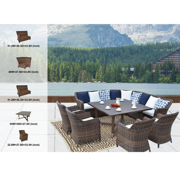 Wildon Home® Ohsman Square 9 - Person 55'' L Outdoor Dining Set | Wayfair