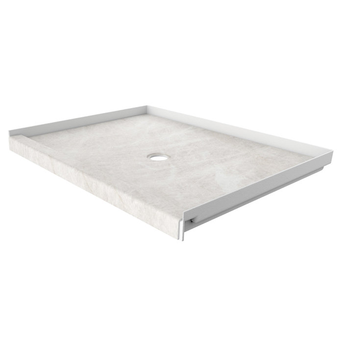 FlexStone 48"L x 34"W Single Threshold Alcove Shower Base with Center ...