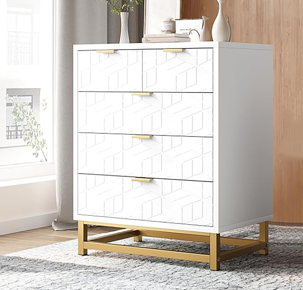 Mercer41 Modern 5 Drawer Dresser Chest Cabinet Organizer | Wayfair
