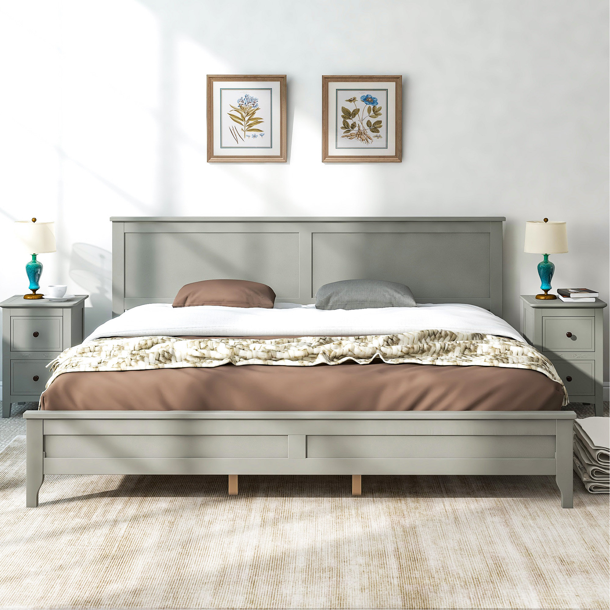 Latitude Run® Modern Solid Wood King Platform Bed With Premium Quality ...