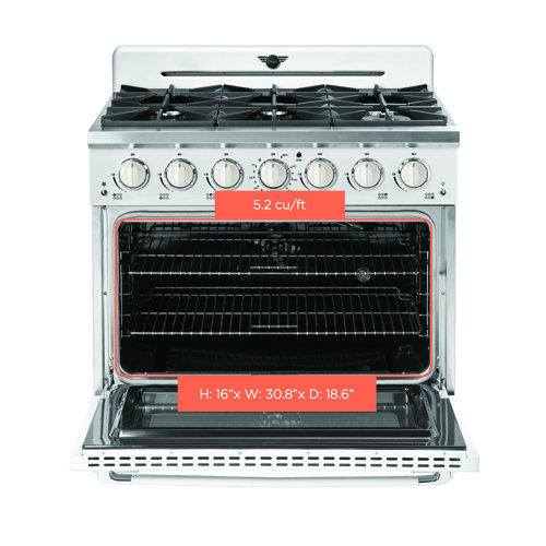 Unique Classic Retro 36" 6-Burner 5.2 cu. ft. Freestanding Gas Range ...