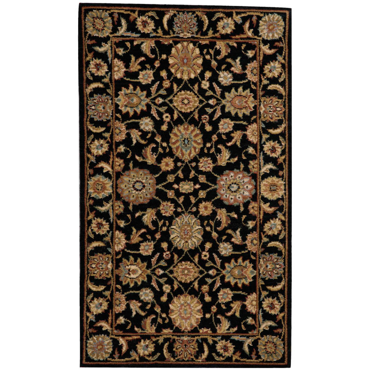 Darya Home New Zealand Wool Black/Beige Rug | Wayfair