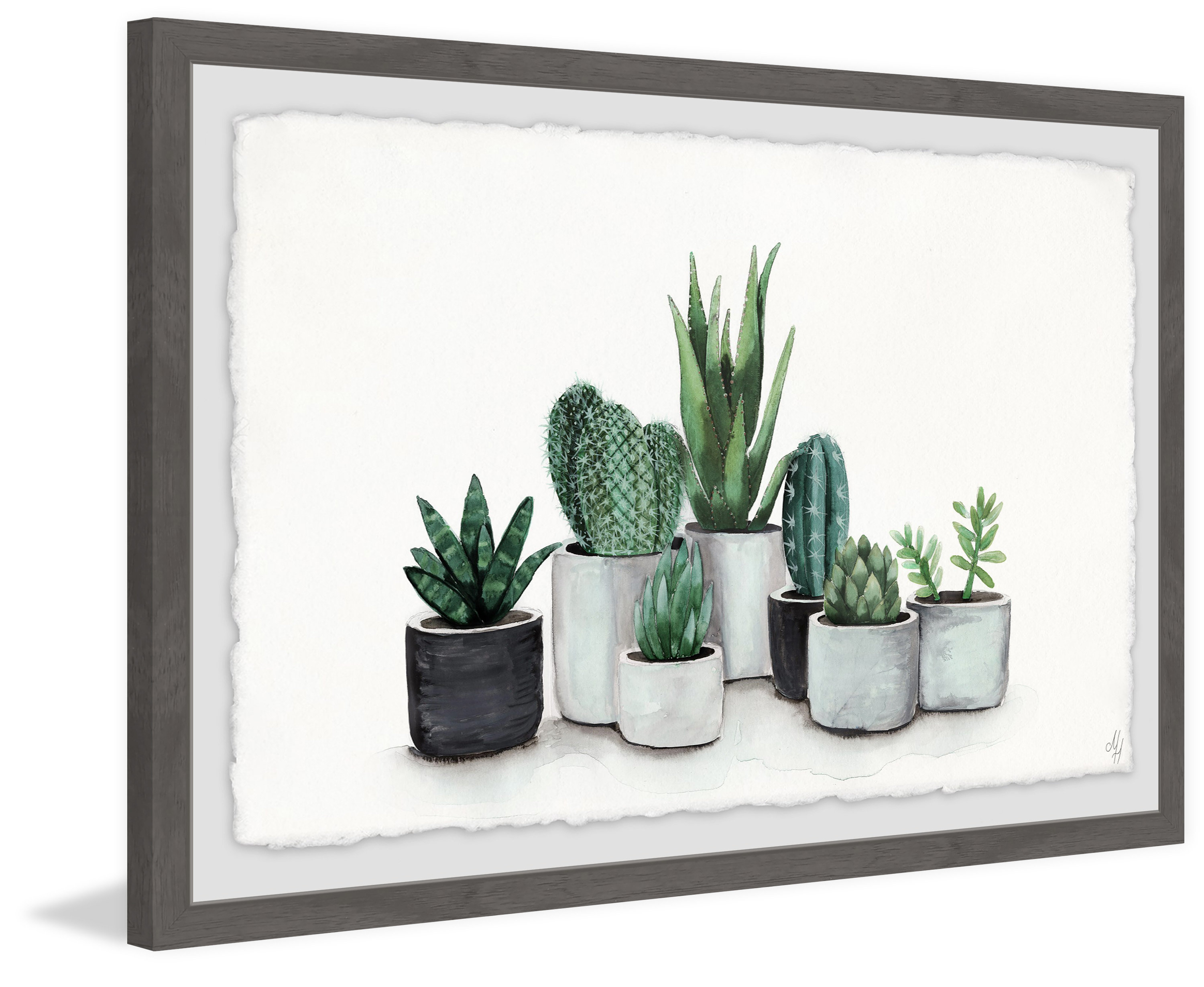 East Urban Home Bunch of Cacti - Picture Frame Painting Print on Paper ...