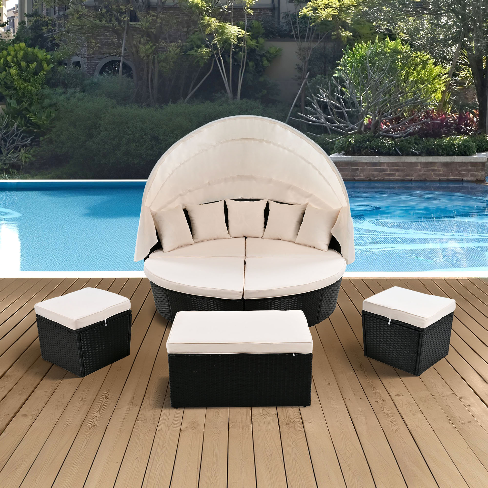 Latitude Run® Lytham 66.12'' Wide Outdoor Patio Daybed with Cushions ...