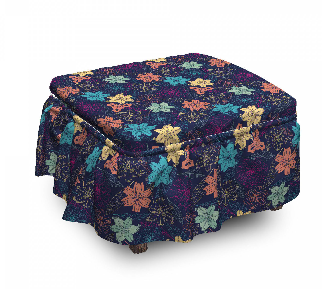 East Urban Home Exotic Hibiscus Ottoman Slipcover | Wayfair