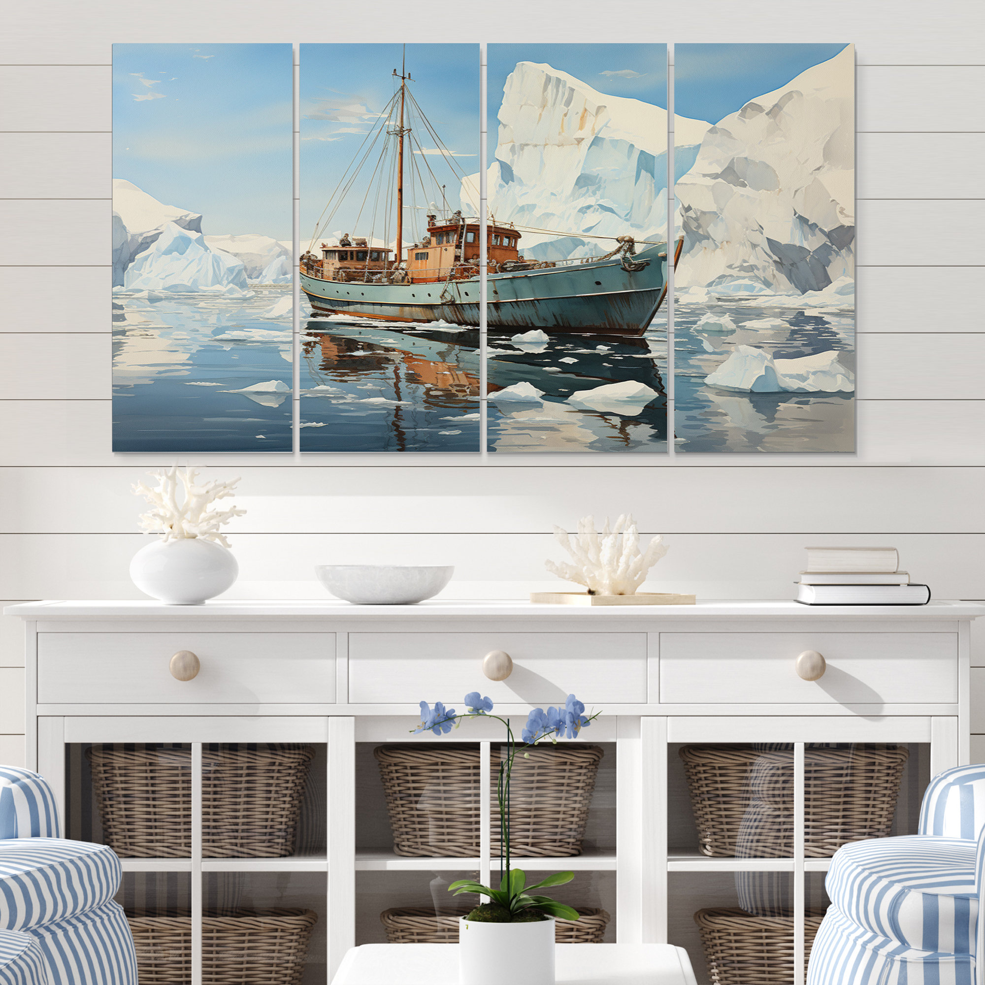 Design Art Teal White Iceberg Frozen Wonder - Iceberg Metal Wall Art ...