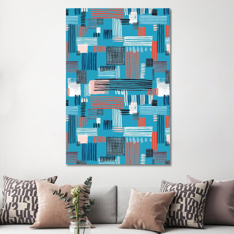 Ivy Bronx Geometric Stripy Stitches by Ninola Design - Unframed Graphic ...