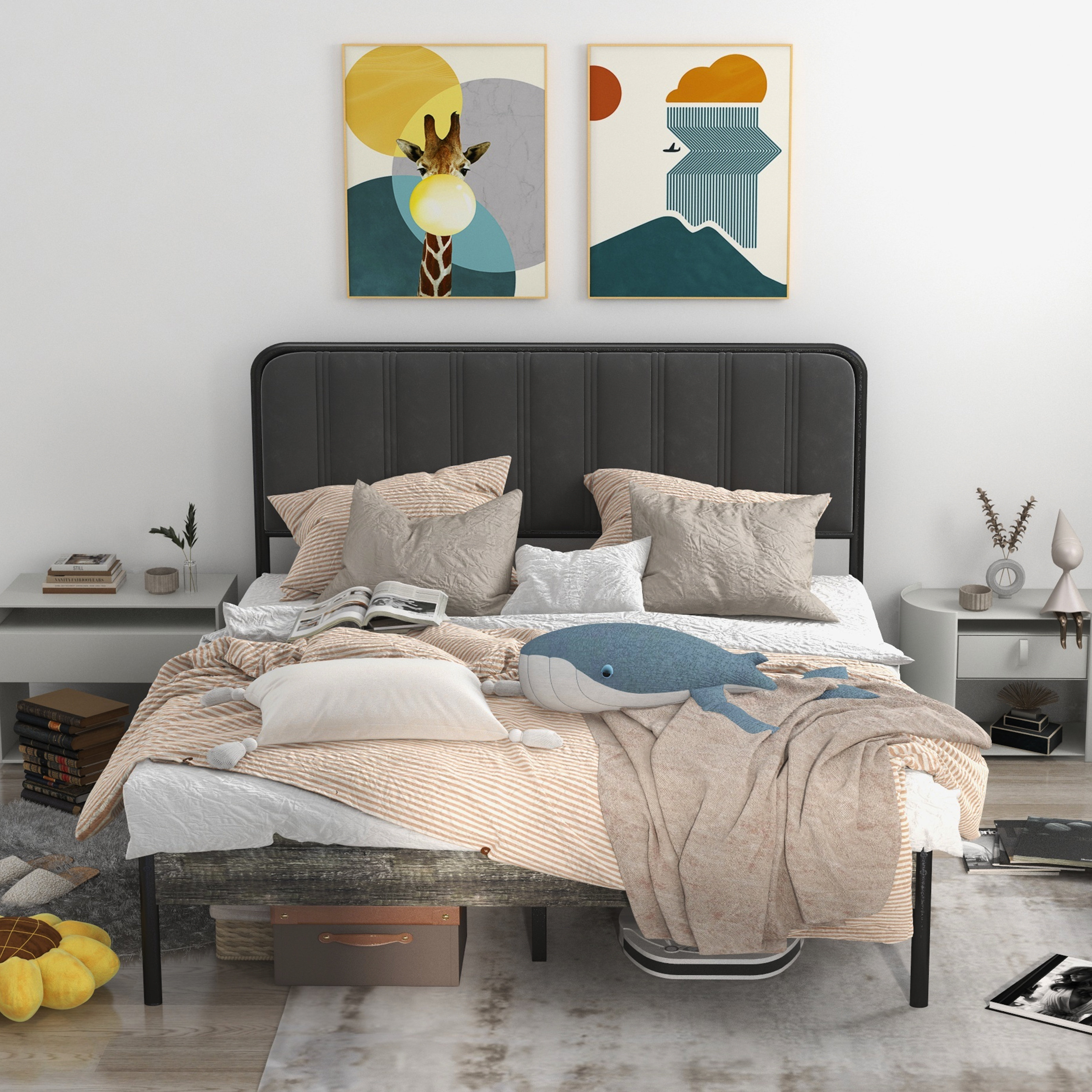 Ebern Designs Torstein Metal Wingback Bed | Wayfair