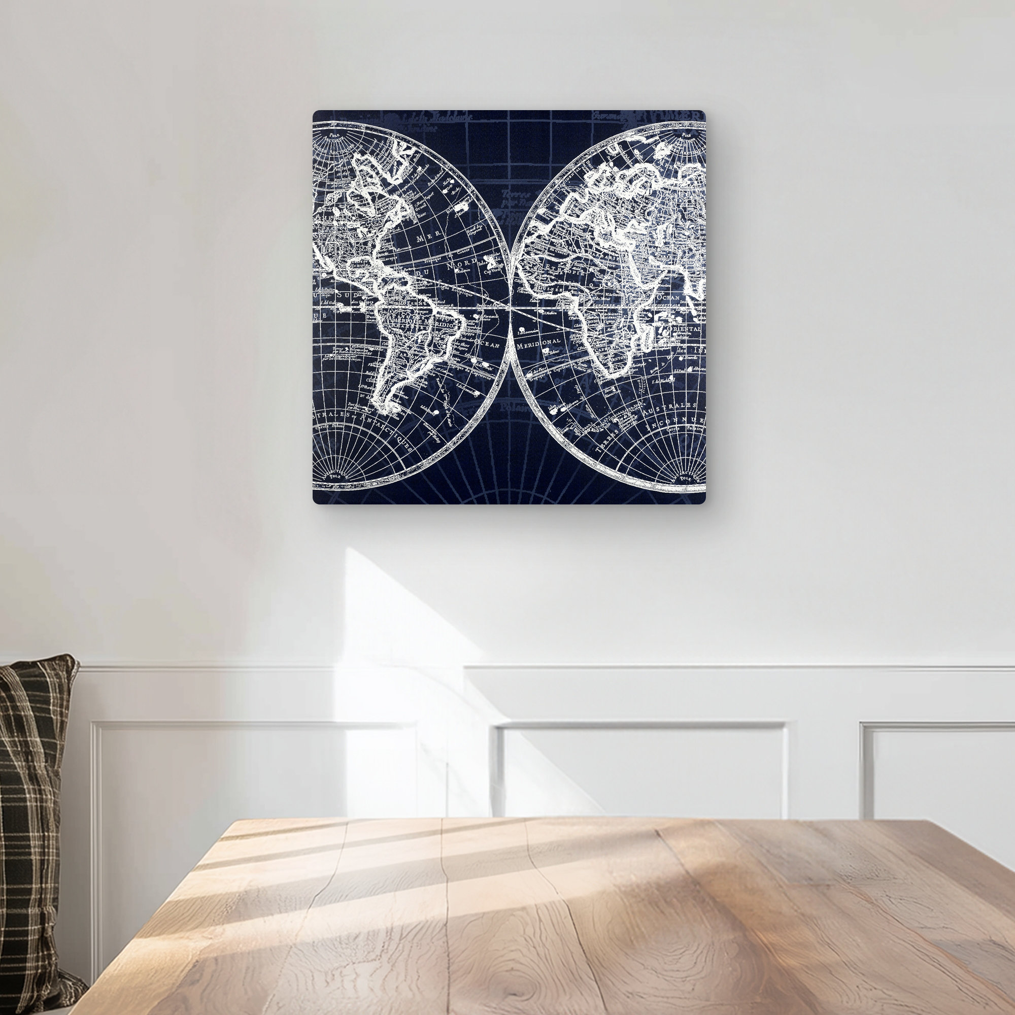Begin Edition International Inc. World Map Blue Print - Blue Metal ...