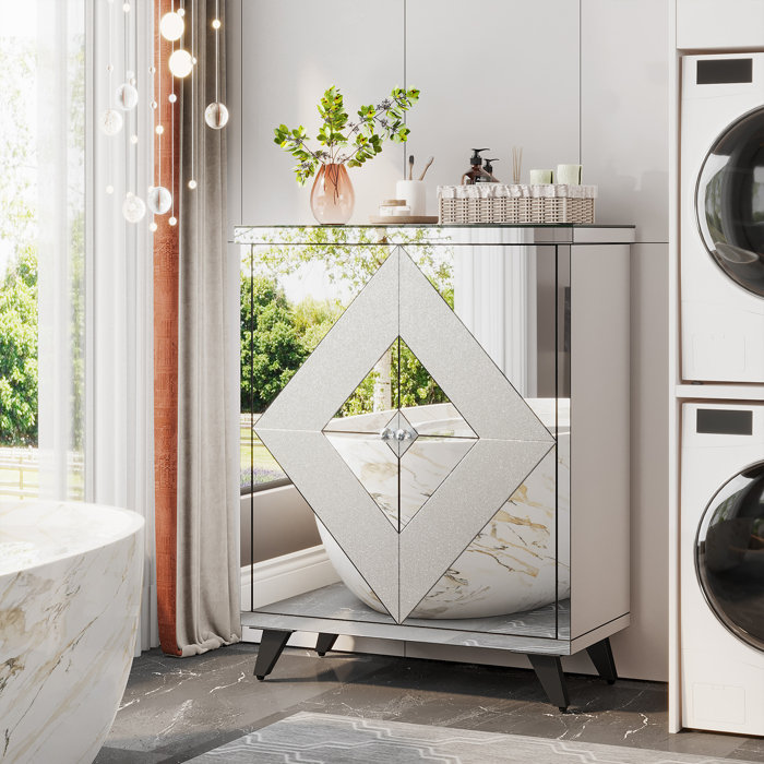 Wrought Studio Modern Mirror Storage Cabinet With 2 Doors | Wayfair