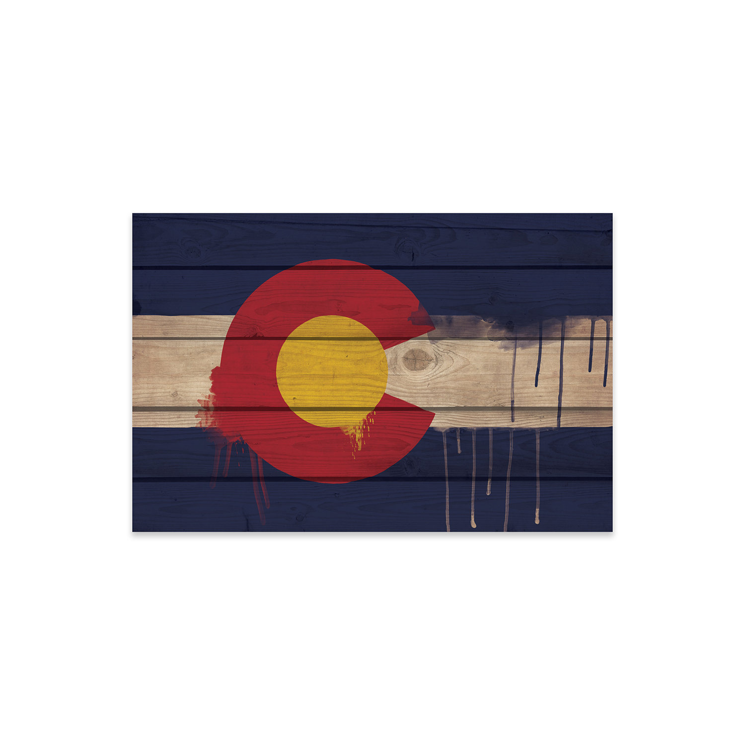 Orren Ellis Colorado Paint Drip State Flag On Wood Planks Print On ...