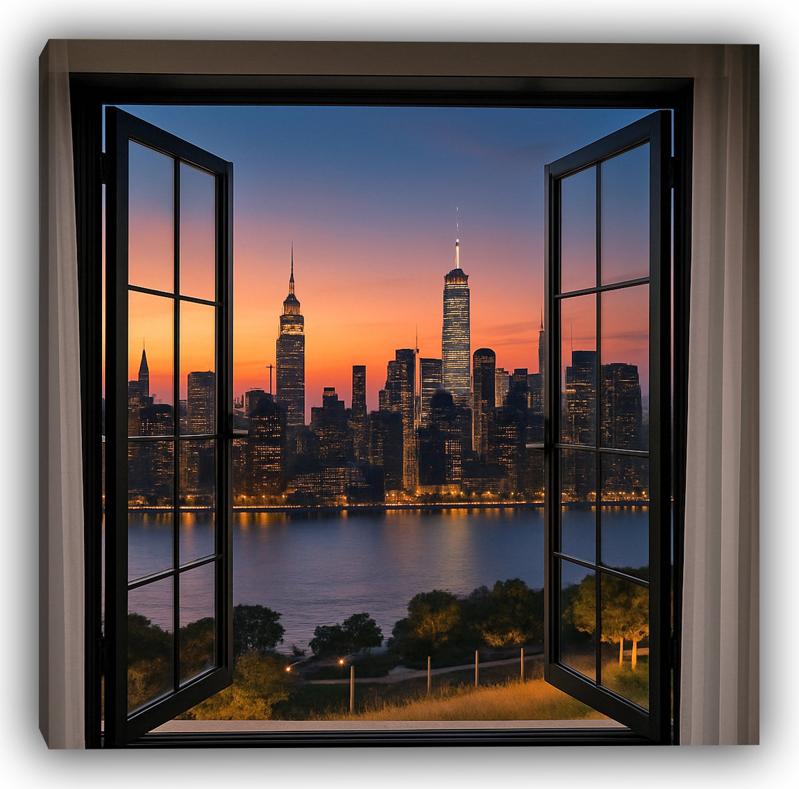 Highland Dunes Evening Spark - Open Window View of Manhattan Skyline at ...